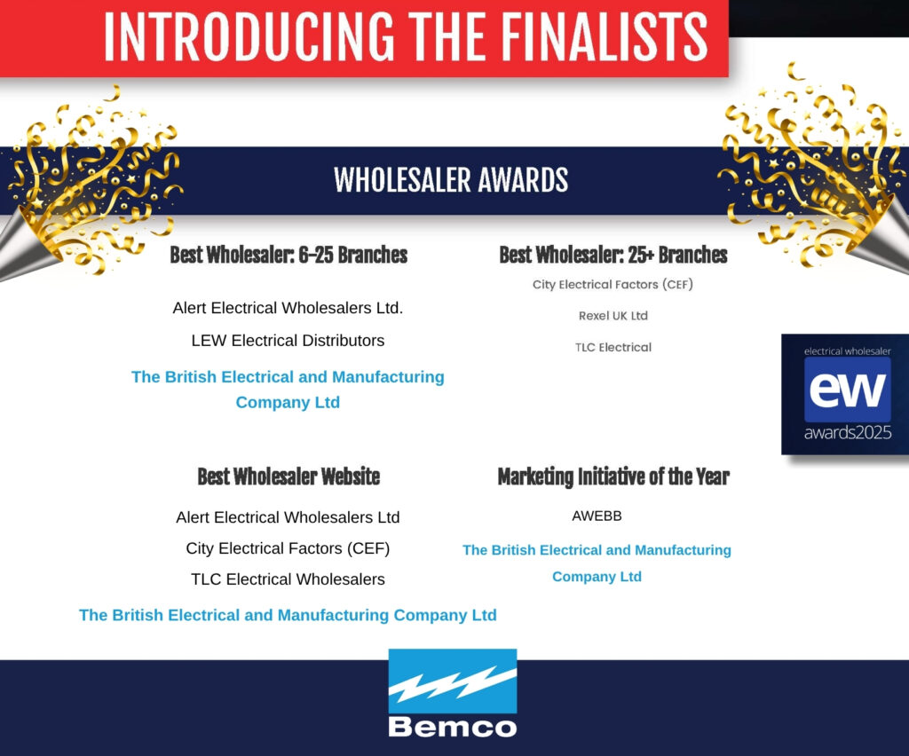 BEMCO Joins Finalists at the EW Awards - The British Electrical & Manufacturing Company Ltd